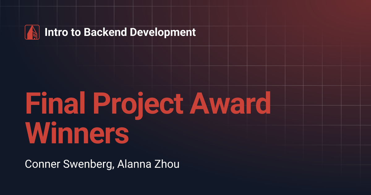 Final Project Award Winners | Intro to Backend Development