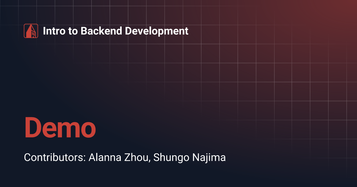 Demo | Intro to Backend Development